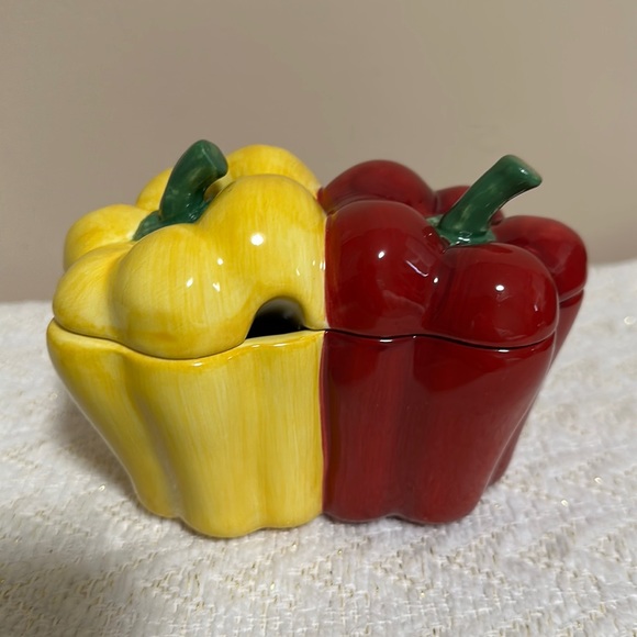 Accents | Red Yellow Pepper Ceramic Jar | Poshmark